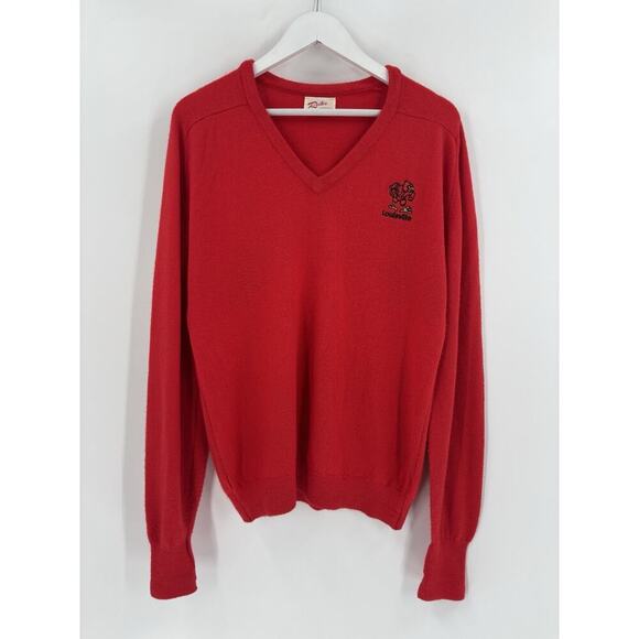 Rodes | Sweaters | Vintage Rodes Uofl Sweater Womens Large Red V Neck ...